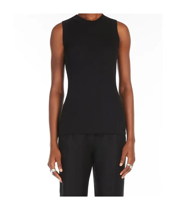 Sportmax Crewneck Sleeveless Ribbed Tank Top - Black