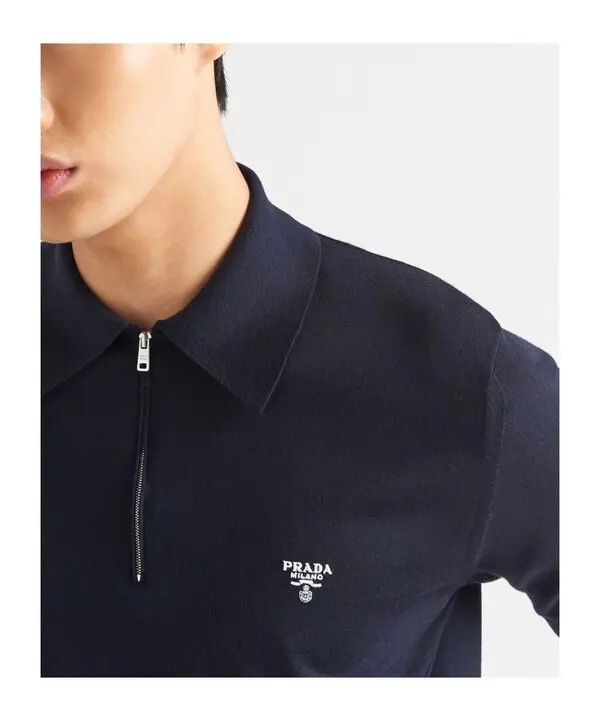 Prada Superfine Wool Polo Shirt - Blue