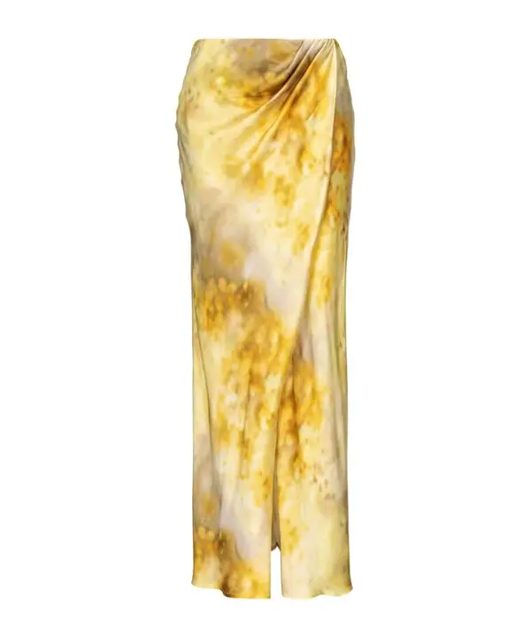 Pinko Faded Floral Print Gathered Skirt - Yellow