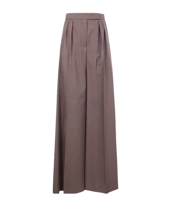 Max Mara Pleated High-waisted Wide-leg Trousers - Gray