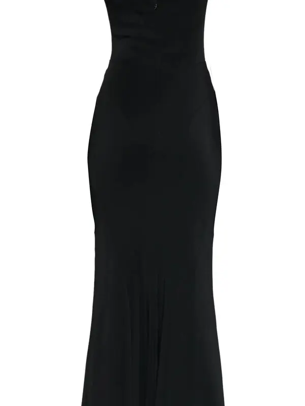 MUGLER Sleeveless Asymmetrical Maxi Dress - Black