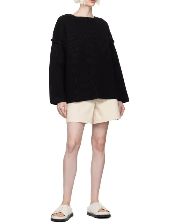 JIL SANDER Drop Shoulder Crew Neck Jumper - Black