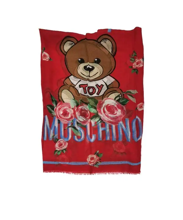 Moschino Logo Pattern Scarf - Red