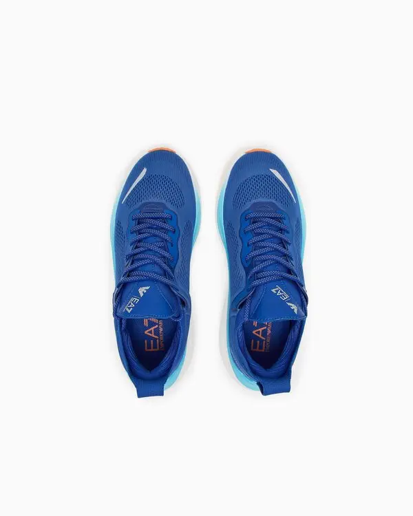 EA7 Logo Printed Lace-up Sneakers - Blue