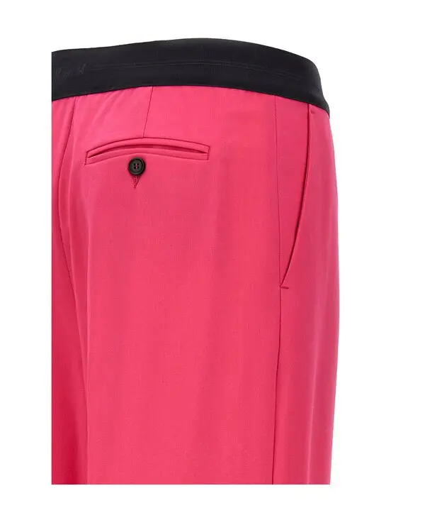MSGM Logo Waistband Wide-leg Trousers