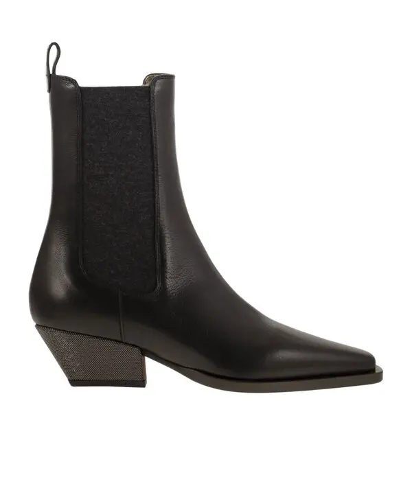 Brunello Cucinelli Pointed Toe Ankle Boots - Black