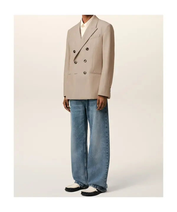 Ami Double Breasted Jacket With Back Slit And Buckle Detail