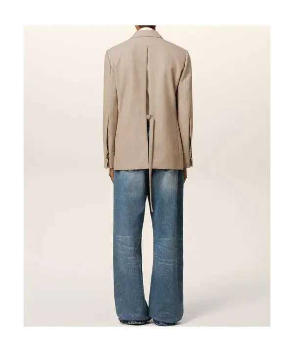 Ami Double Breasted Jacket With Back Slit And Buckle Detail