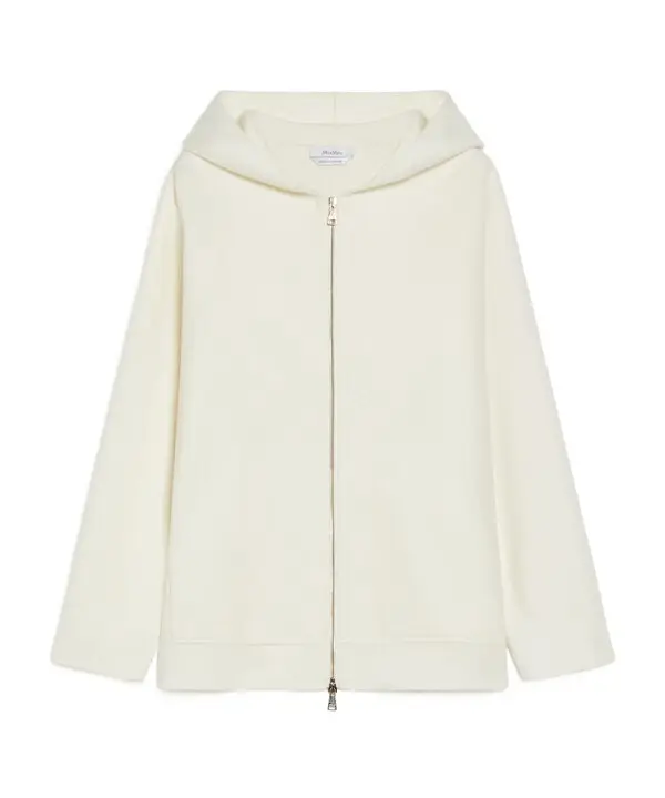 Max Mara Zip-up Hooded Jacket In Wool And Cashmere Jersey - Ivory