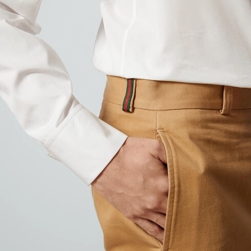Gucci Twill Straight Leg Trousers - Nude