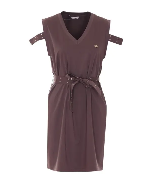 Liu Jo Sleeveless V-neck Belted Mini Dress - Brown