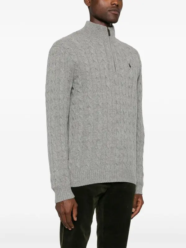 Polo Ralph Lauren Cable Knit Quarter Zip Jumper - Grey