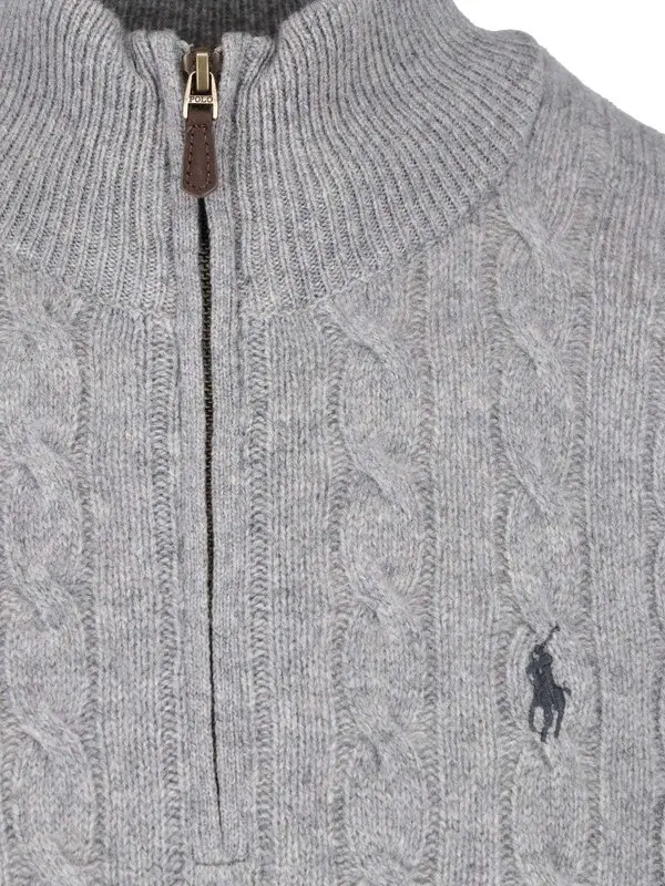 Polo Ralph Lauren Cable Knit Quarter Zip Jumper - Grey