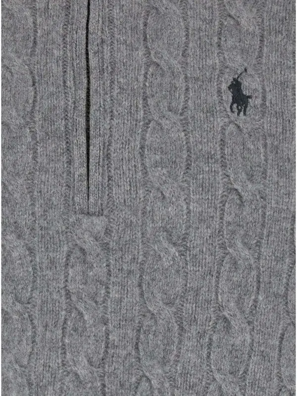 Polo Ralph Lauren Cable Knit Quarter Zip Jumper - Grey