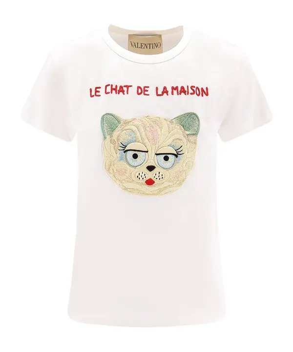 Valentino Garavani Animal Patterned Crewneck T-shirt - Ivory White