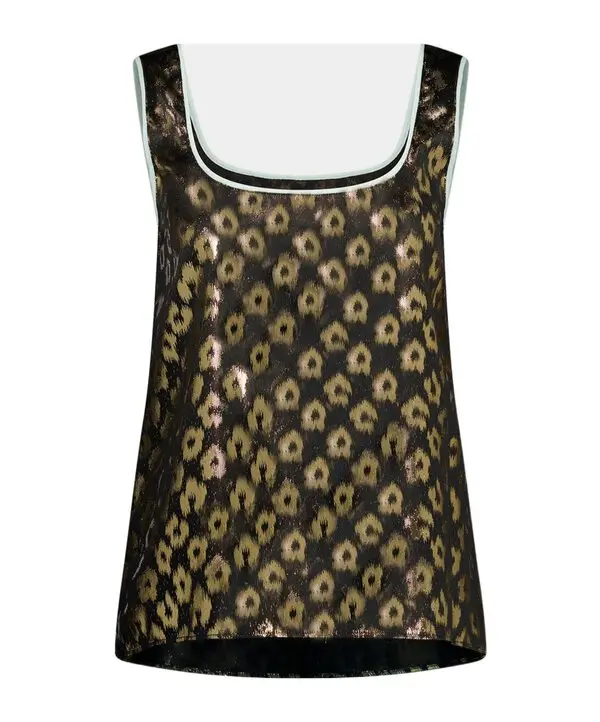 La DoubleJ Graphic Print Silk Top - Black