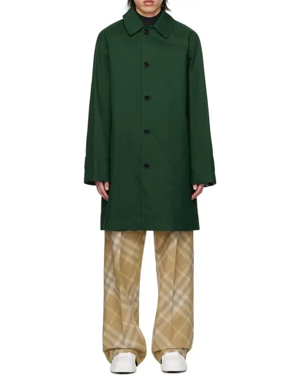 Burberry Reversible Checked Buttoned Car Coat - Green