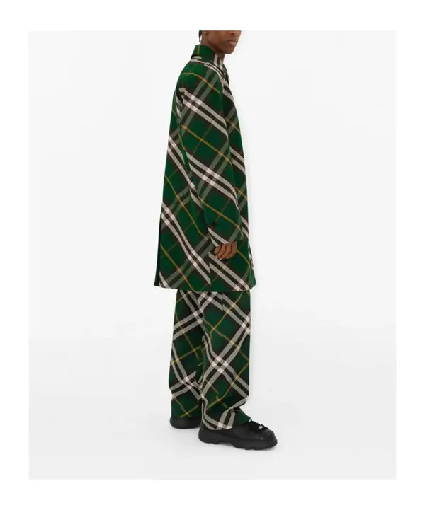 Burberry Reversible Checked Buttoned Car Coat - Green
