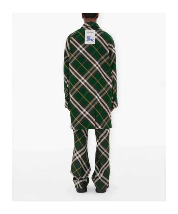 Burberry Reversible Checked Buttoned Car Coat - Green