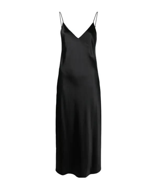 JOSEPH Clea Silk Satin Flared Dress - Black