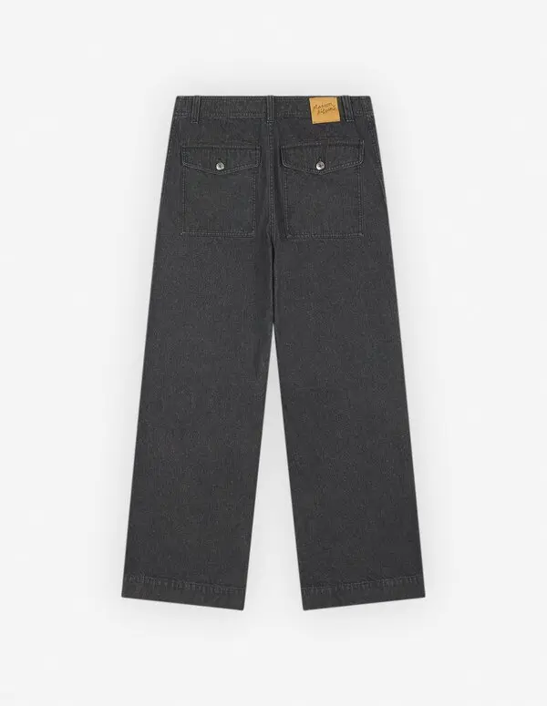 Maison Kitsuné Embroidered Wide-leg Jeans - Black