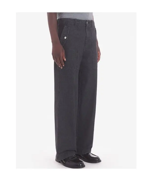 Maison Kitsuné Embroidered Wide-leg Jeans - Black