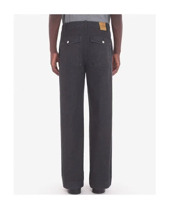Maison Kitsuné Embroidered Wide-leg Jeans - Black