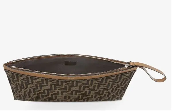 Fendi Ff Large Flat Pouch With Bracelet Handle