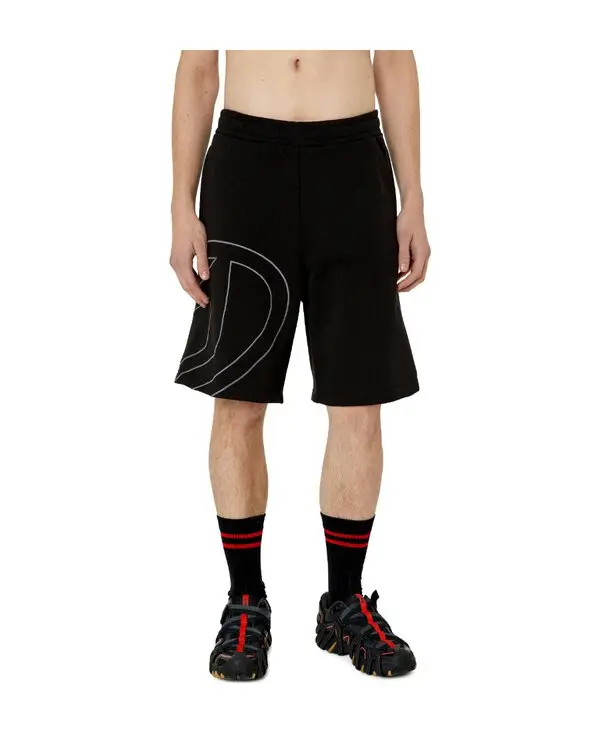 DIESEL® P-crow Megoval Maxi D Logo Sweat Shorts - Black