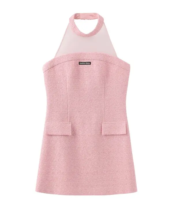 Marissa Chiara Sleeveless Halterneck Embellished Dress - Pink