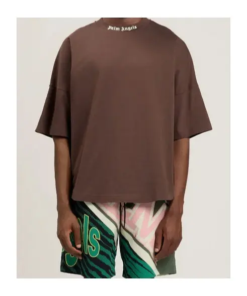 Palm Angels Logo Printed Crewneck T-shirt - Tan