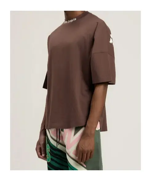 Palm Angels Logo Printed Crewneck T-shirt - Tan