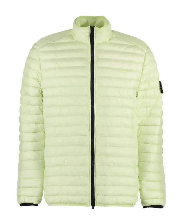 Stone Island Logo Patch Zip-up Padded Jacket - Light Green