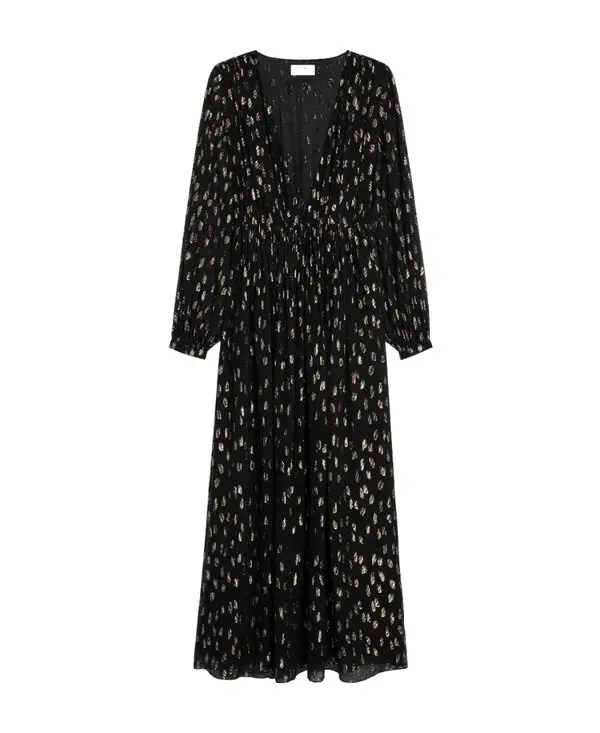 Celine Long Dress In Fil Coupé Silk Georgette