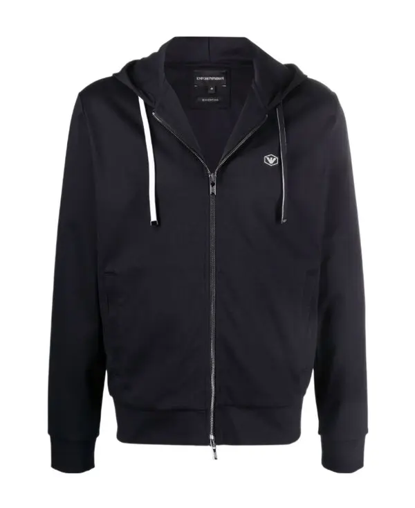 Emporio Armani Logo-patch Zip-up Hoodie - Black