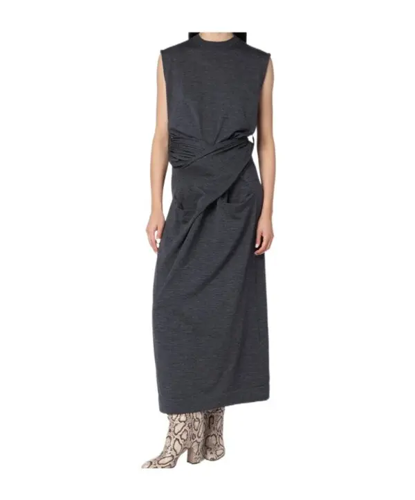 JIL SANDER Sleeveless Midi Dress - Black