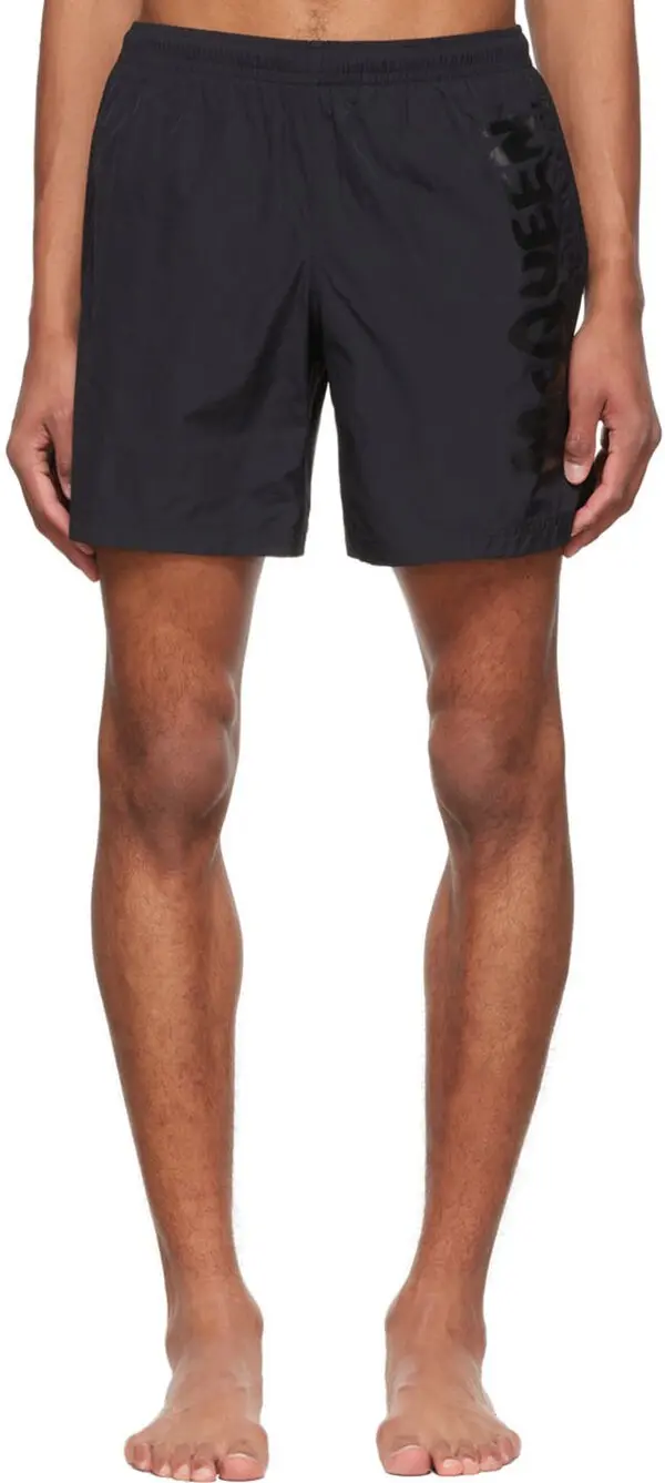 Alexander McQueen Graffiti Logo Swim Shorts - Black