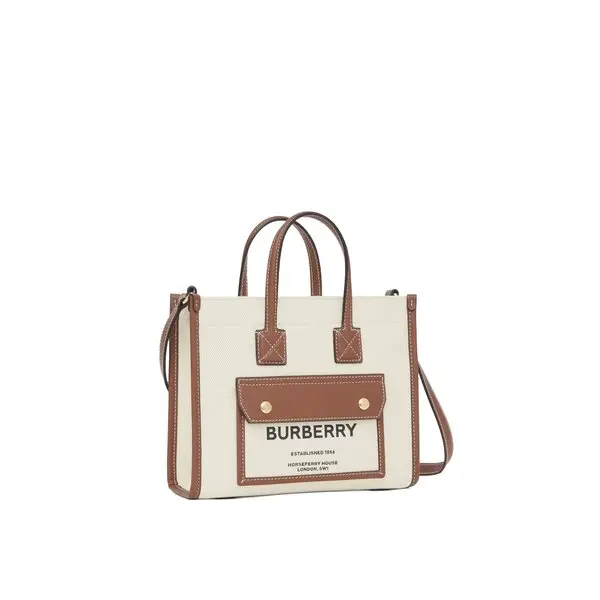 Burberry Logo Printed Mini Freya Tote Bag - Nude