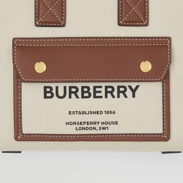 Burberry Logo Printed Mini Freya Tote Bag - Nude