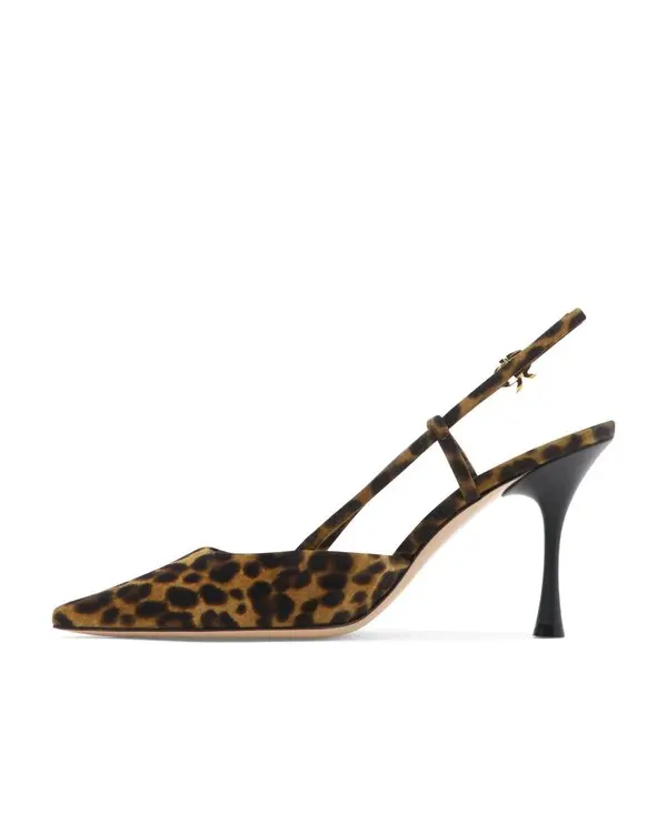 GIANVITO ROSSI Leopard Print Slingback Pumps - Black