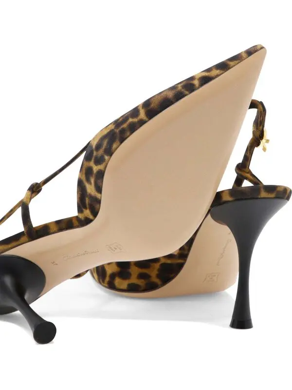 GIANVITO ROSSI Leopard Print Slingback Pumps - Black
