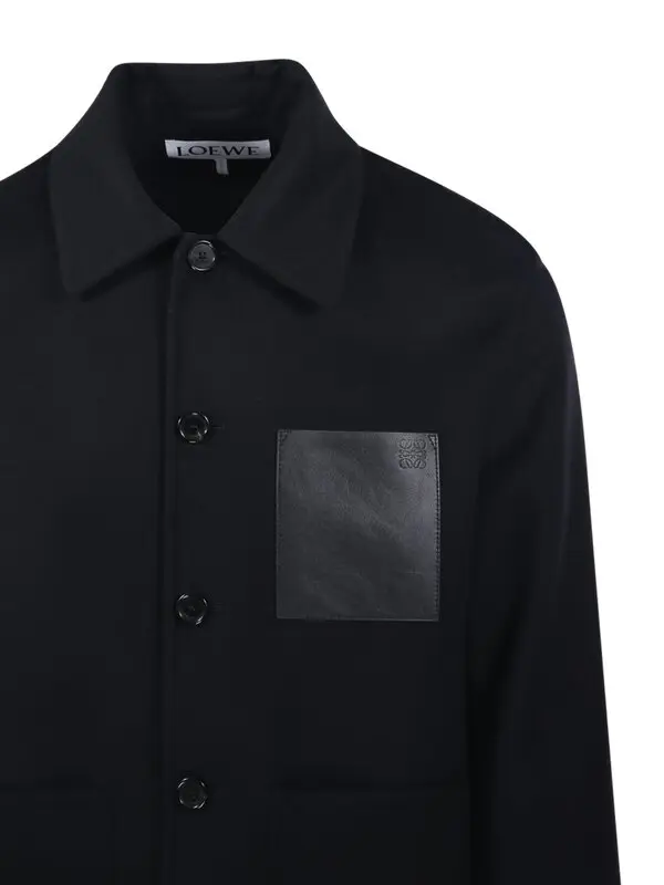 Loewe Workwear Jacket With Leather Logo Patch - Black