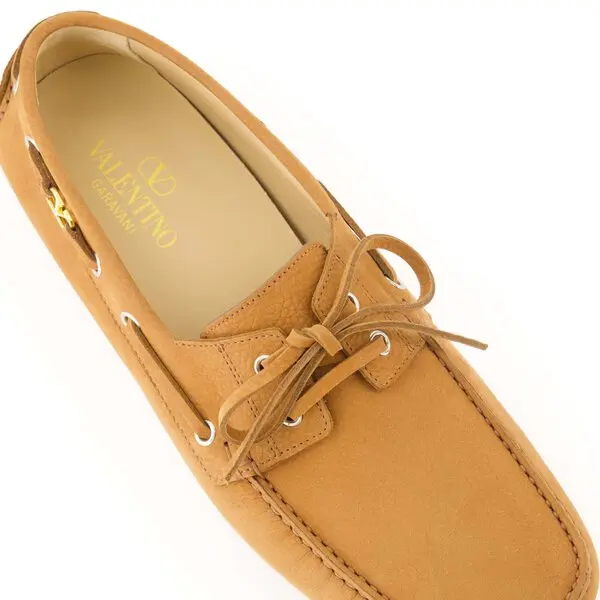Valentino Garavani Vlogo Plaque Slip-on Driver Loafers - Brown