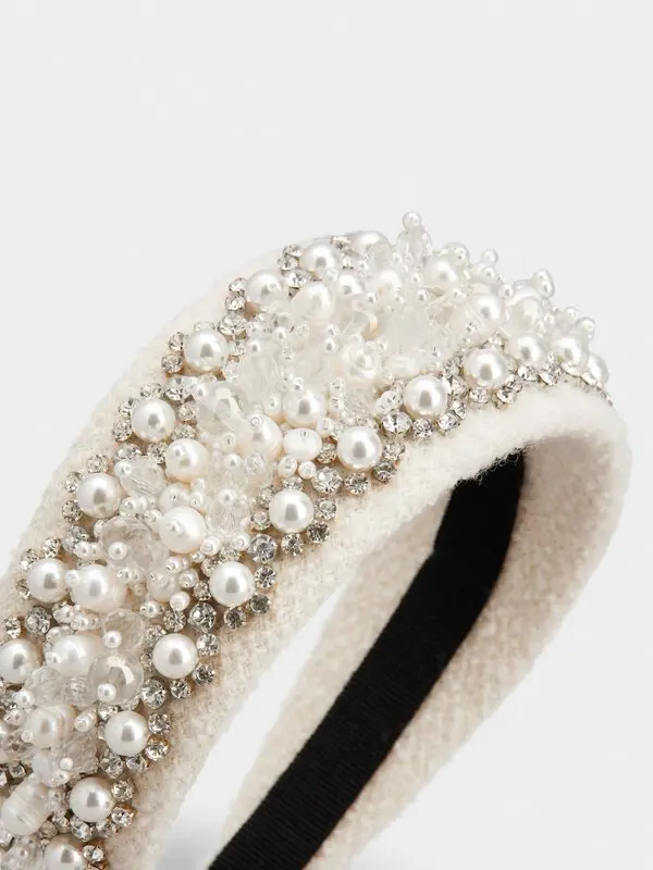 ROGER VIVIER Pearl Embellished Hairband In Wool