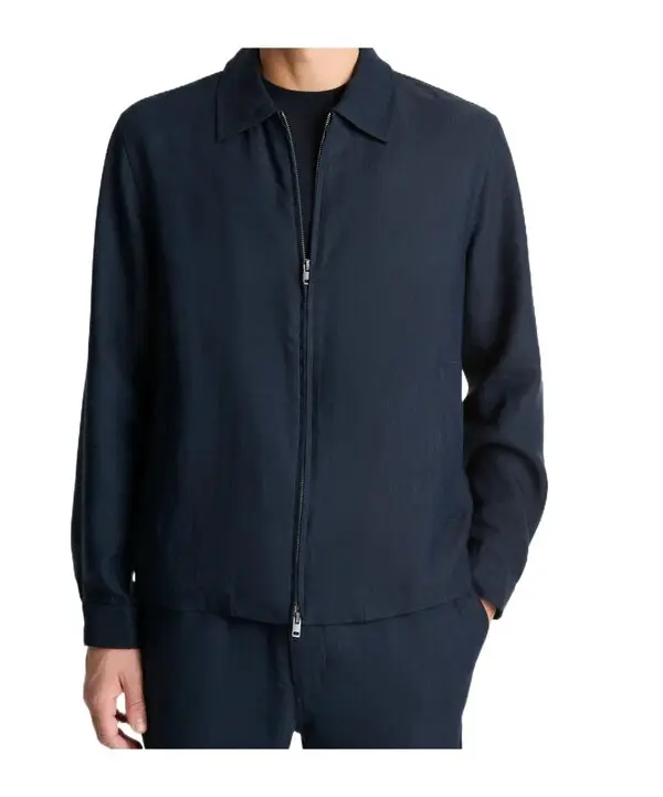 Vince Zip-up Jacket With Lapel Collar - Black