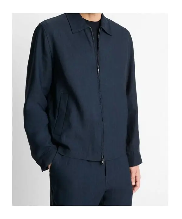 Vince Zip-up Jacket With Lapel Collar - Black