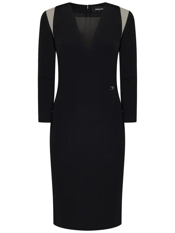 Dsquared2 V-neck Jersey Dress With Logo Detail