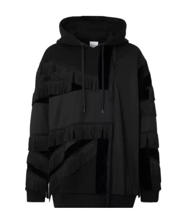 Burberry Panelled Fringed Hoodie