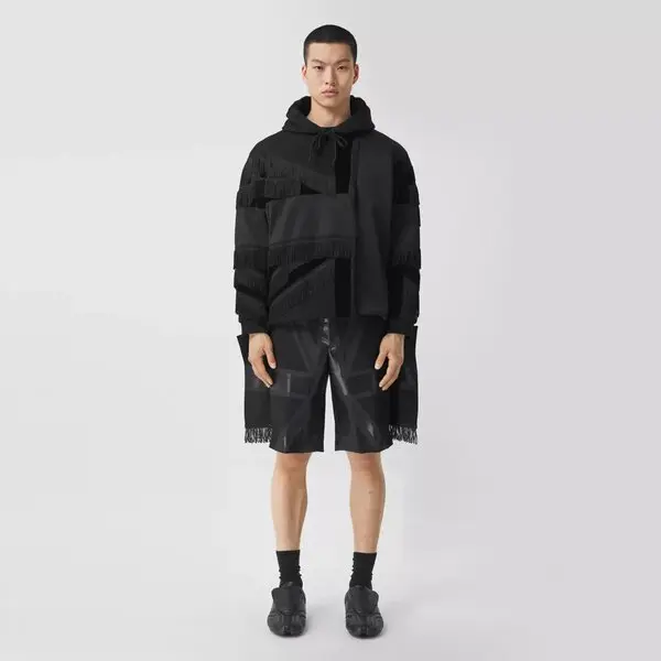 Burberry Panelled Fringed Hoodie
