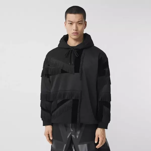 Burberry Panelled Fringed Hoodie